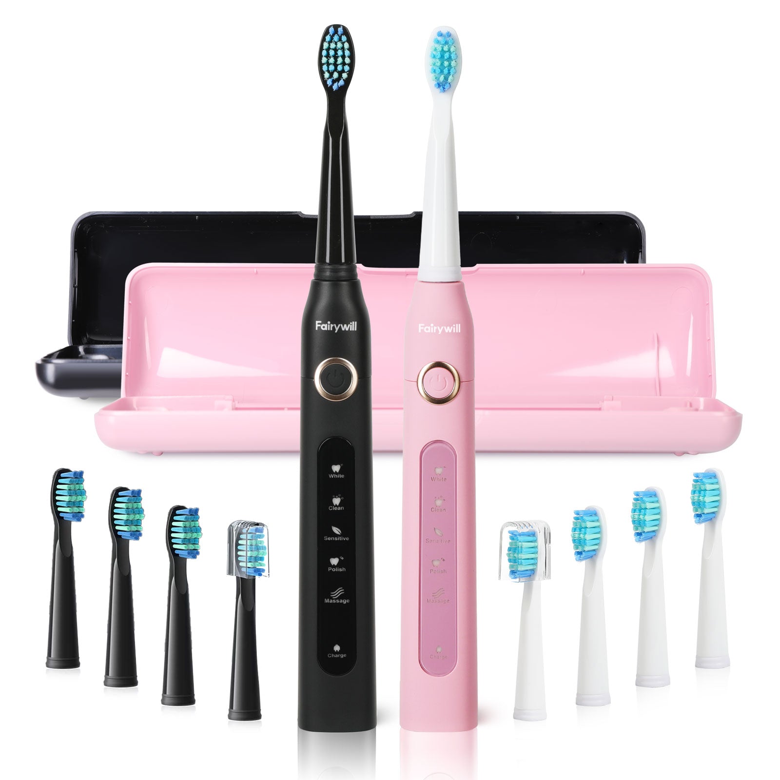 Fairywill 2Packs Electric Toothbrush for Adult,Sonic Toothbrushs Set w